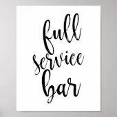 Full Service Bar Black and White 8x10 Wedding Sign | Zazzle