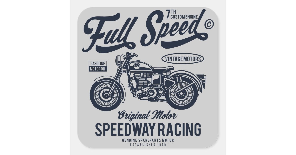 Full Speed Speedway Racing Square Sticker | Zazzle