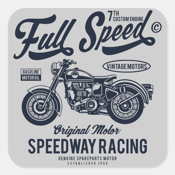 Full Speed Speedway Racing Square Sticker | Zazzle