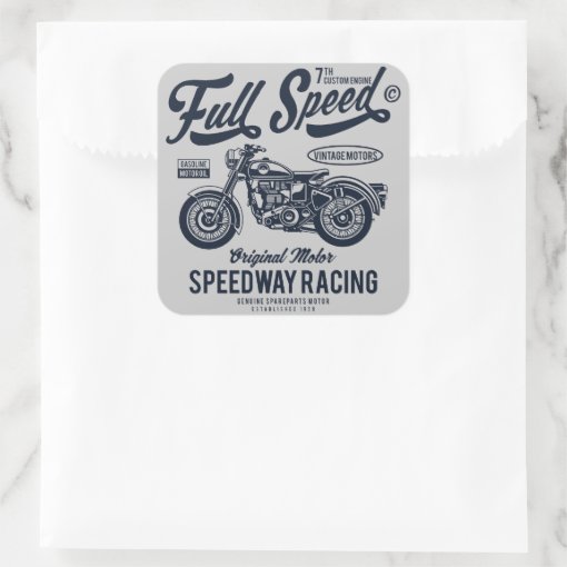 Full Speed Speedway Racing Square Sticker | Zazzle