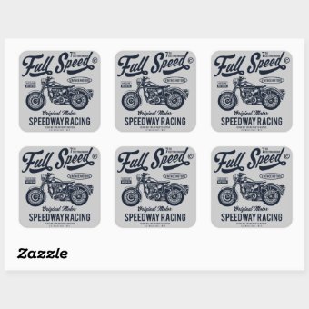 Full Speed Speedway Racing Square Sticker | Zazzle