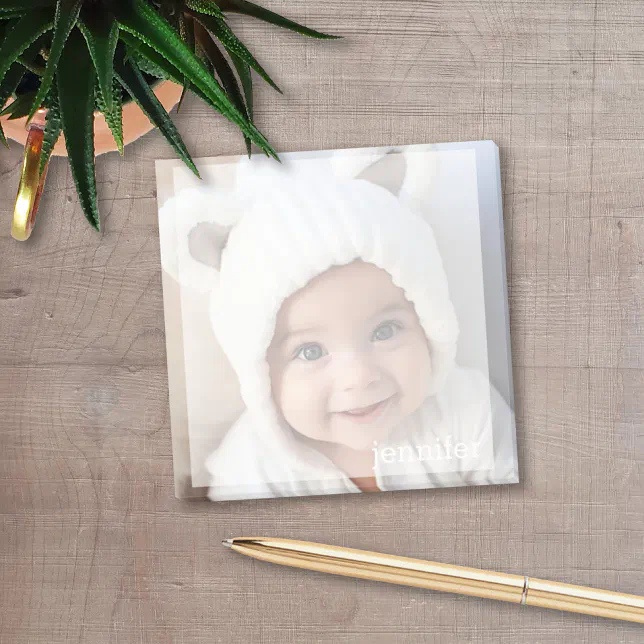 Full Square Photo Design with Custom Name Post-it Notes | Zazzle