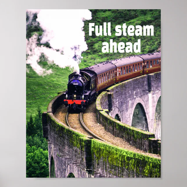 Full steam ahead Locomotive Train on Bridge Poster | Zazzle