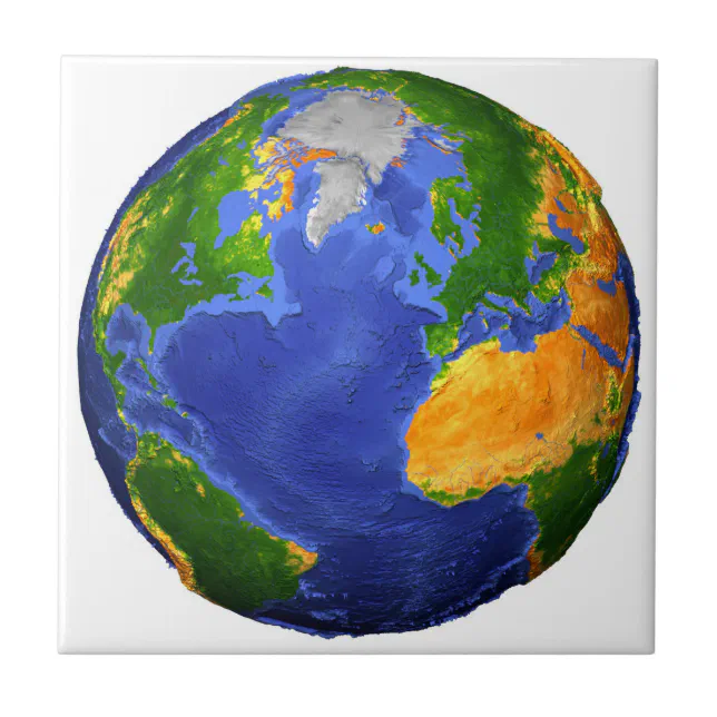 Full The Earth Showing Topographic Data. Ceramic Tile | Zazzle