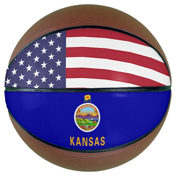 Fullsize Basketball with Flag of Kansas, USA | Zazzle