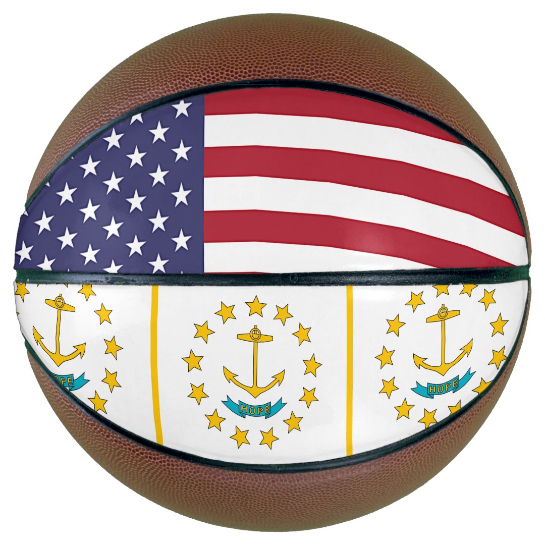 Fullsize Basketball with Flag of Rhode Island, USA | Zazzle