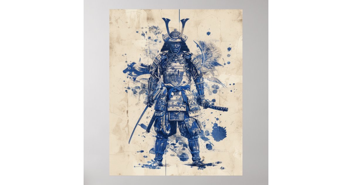Fully Armored Samurai Warrior Standing Poster | Zazzle