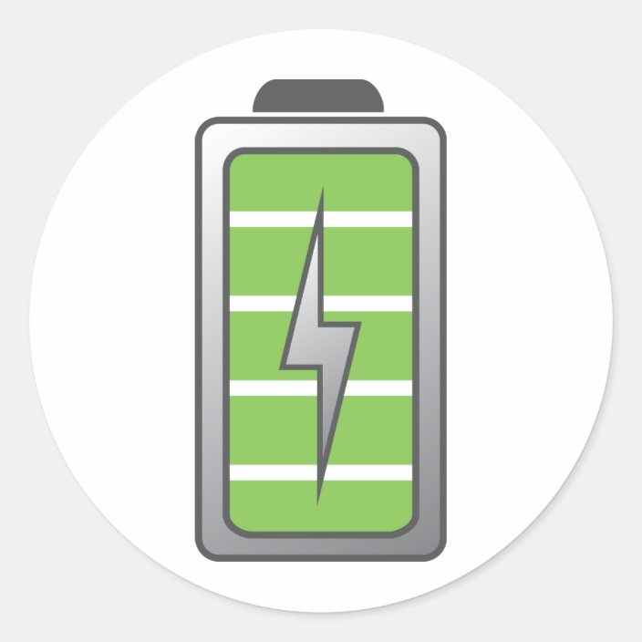 Fully Charged Battery Classic Round Sticker | Zazzle.com