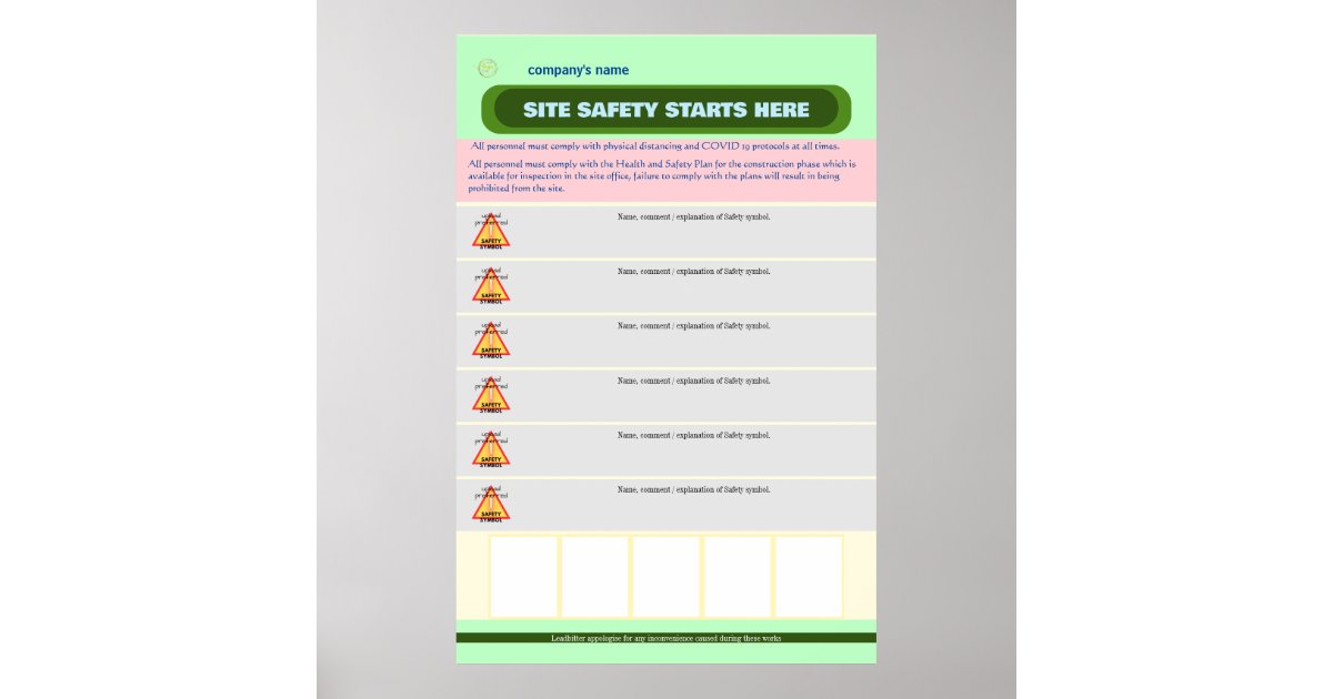 Fully Customizable Construction Site Safety Board Poster | Zazzle