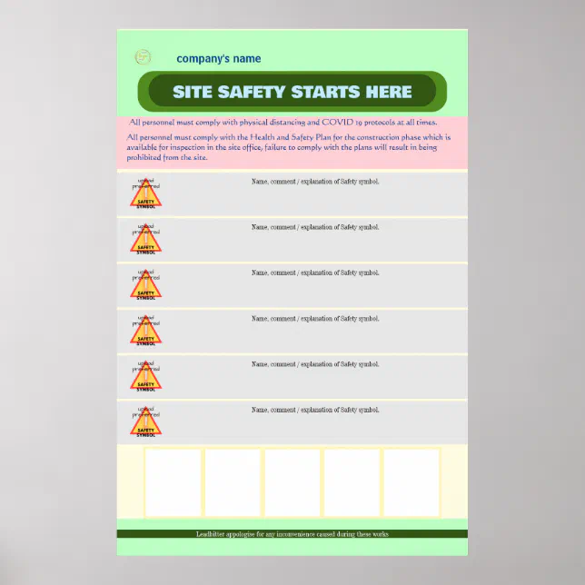 Fully Customizable Construction Site Safety Board Poster | Zazzle