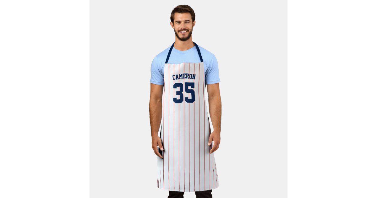 Fully Editable Colors Baseball Jersey Stripes Name Apron | Zazzle