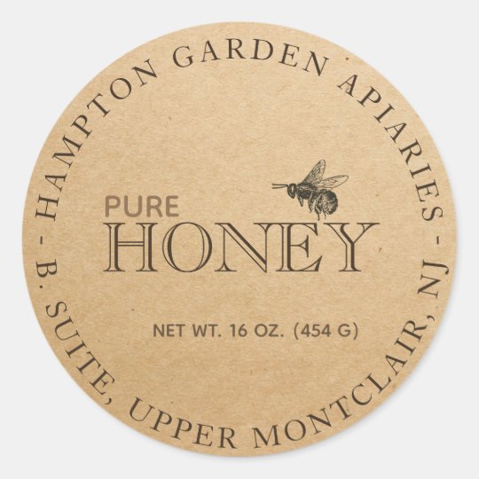 Fully Editable Kraft Beekeeper Honey Bee Label | Zazzle.com