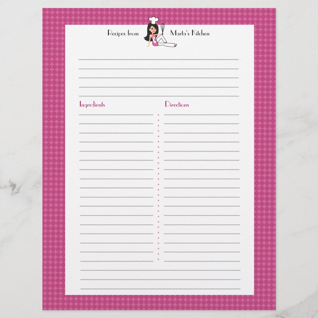 Fully Illustrated Recipe Page Custom Letterhead | Zazzle