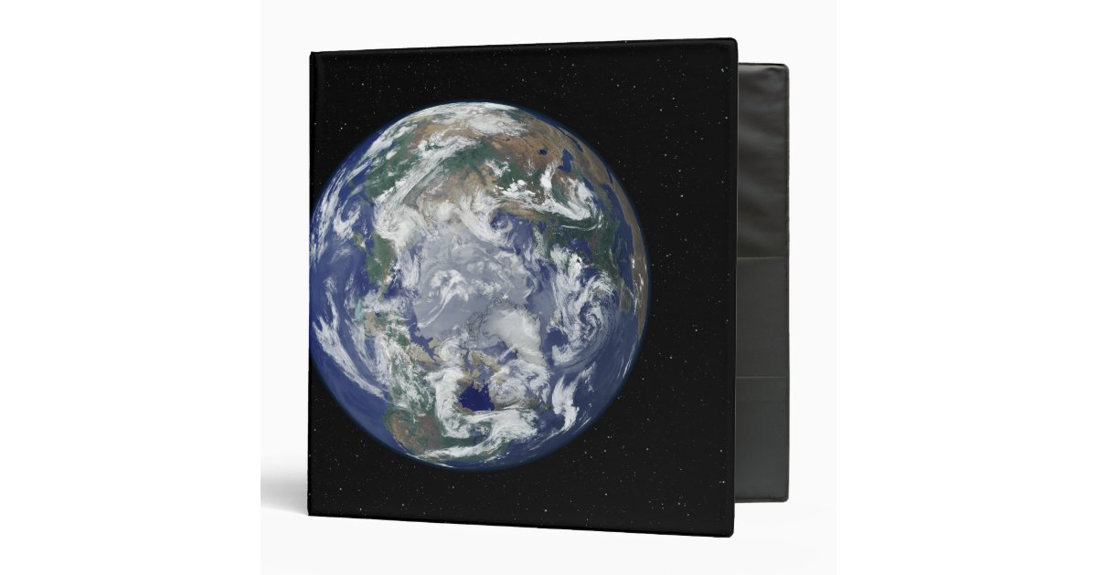 Fully lit Earth centered on the North Pole Binder | Zazzle