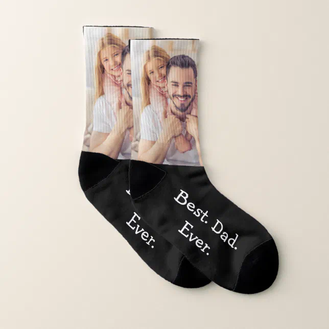 Fun 1 Photo Best Dad Ever Black Personalized Socks | Zazzle