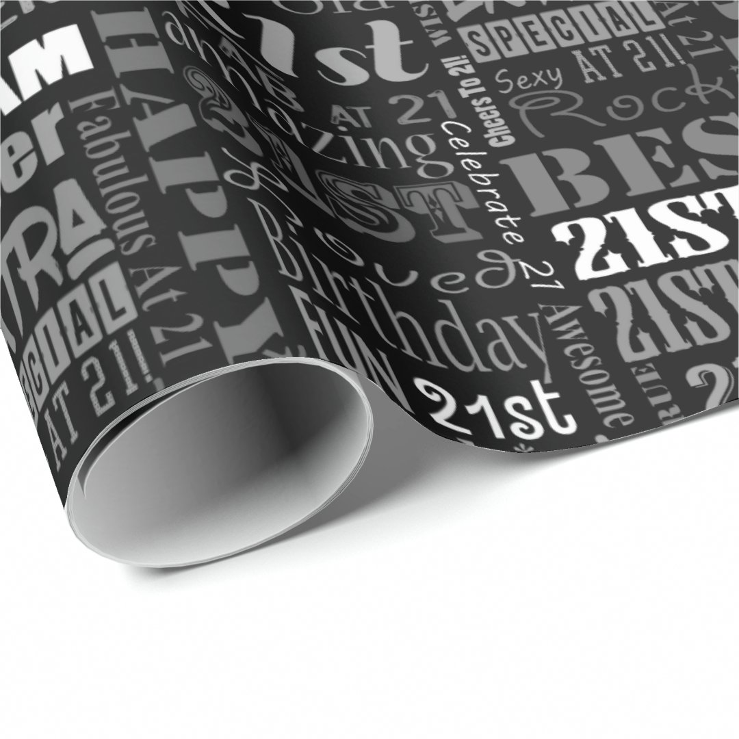 Fun 21st Birthday Party Personalized Monogram Wrapping Paper | Zazzle
