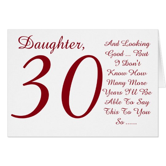 Fun 30th Birthday Daughter Red And White Text Card Zazzle Fun 30th Birthday Daughter Red And White Text Card Zazzle