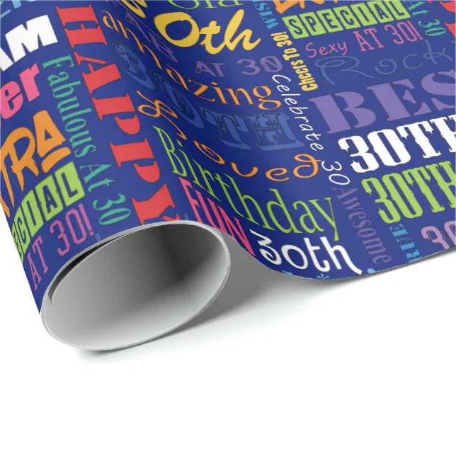 Fun 30th Birthday Party Personalized Monogram Wrapping Paper | Zazzle