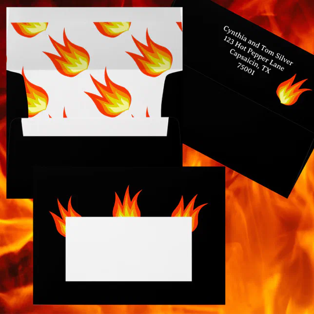 Fun 50th Birthday "Hot Tamale" Fire Flames Black Envelope | Zazzle