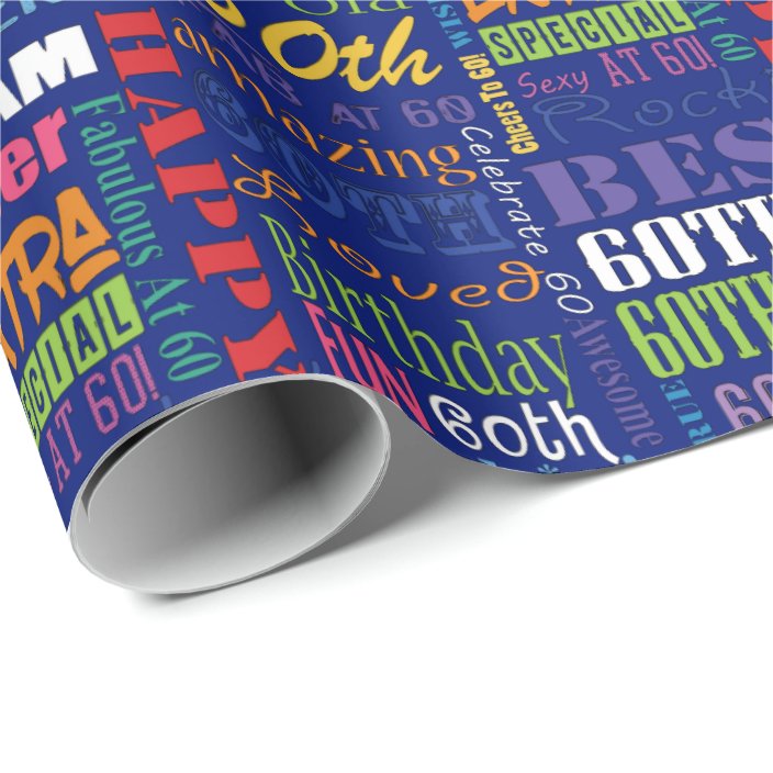 Fun 60th Birthday Party Personalized Monogram Wrapping Paper | Zazzle.com