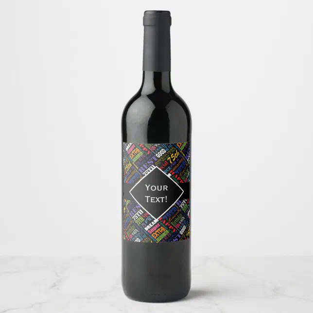 Fun 75th Birthday Party Personalized Monogram Wine Label | Zazzle
