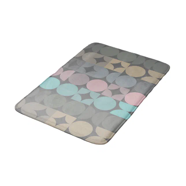 Fun Abstract Circles Squares Popart Pattern Bath Mat | Zazzle