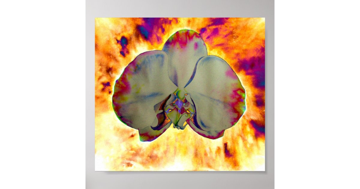 Fun abstract tropical floral surreal orchid poster | Zazzle