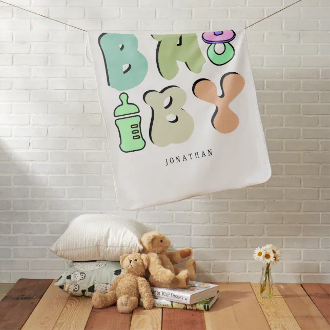 Fun Adorable Personalized Infant Name Baby Blanket | Zazzle