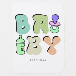 Fun Adorable Personalized Infant Name Baby Blanket | Zazzle