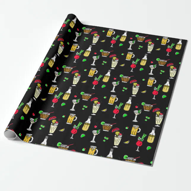 Fun Alcoholic Drinks Party Birthday Wrapping Paper | Zazzle
