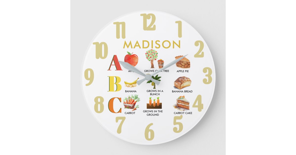 Fun Alphabet ABC's Personalized Name Large Clock | Zazzle