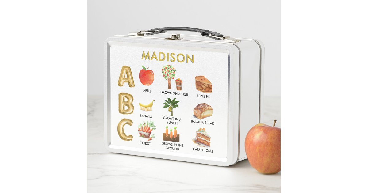 Fun Alphabet ABC's Personalized Name Metal Lunch Box | Zazzle
