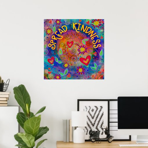 Fun and Cheerful Spread Kindness Classroom Poster | Zazzle