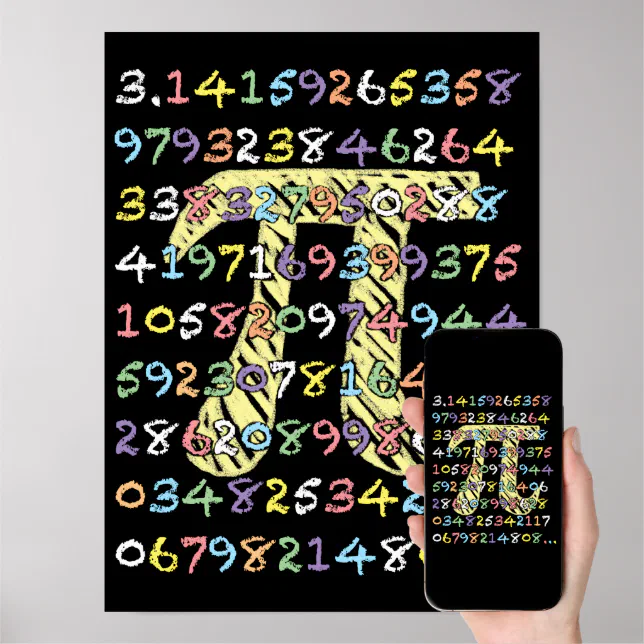 Fun and Colorful Chalkboard-Style Pi Calculated Poster | Zazzle