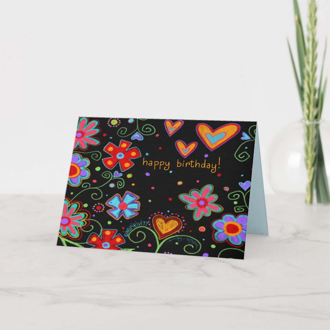 Fun and Colorful Happy Birthday “Inspirivity” Card | Zazzle