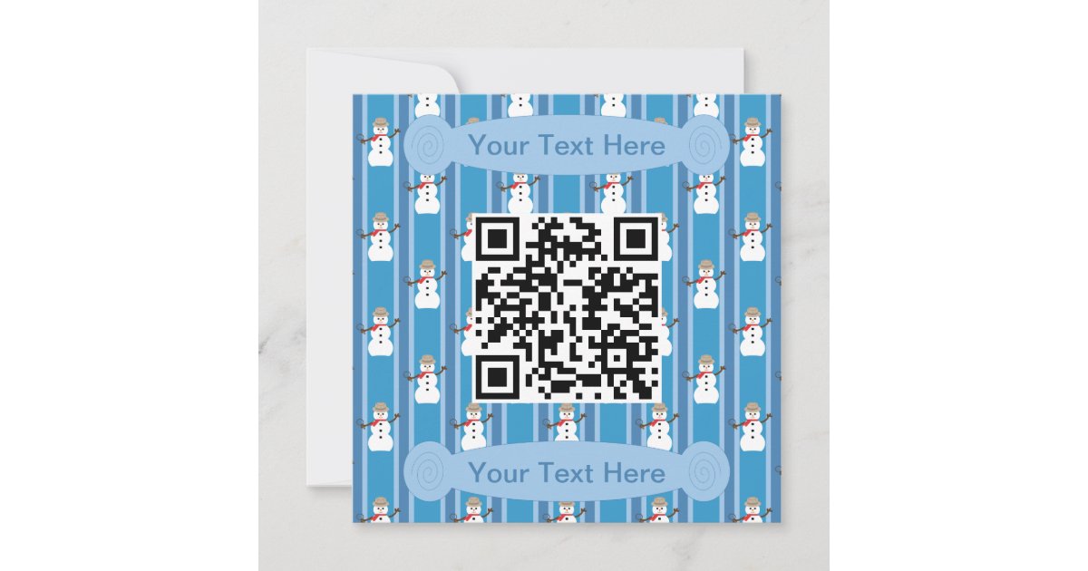 Fun and Fancy Blue Snowman Detective QR Code Invitation | Zazzle