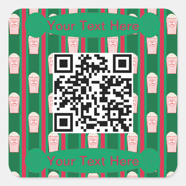 Fun and Fancy Christmas Popcorn QR Code Square Sticker | Zazzle