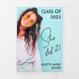 Fun and Modern Graduation Tri-Fold Invitation | Zazzle