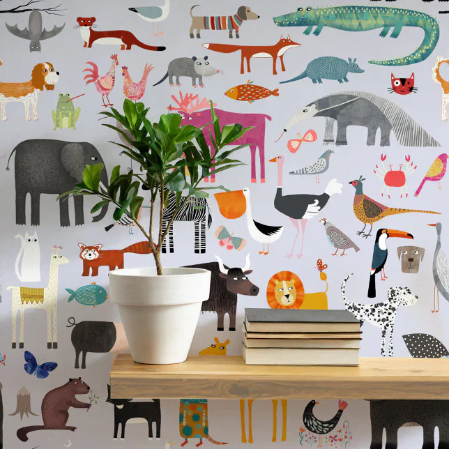Fun Animal Art Wallpaper | Zazzle