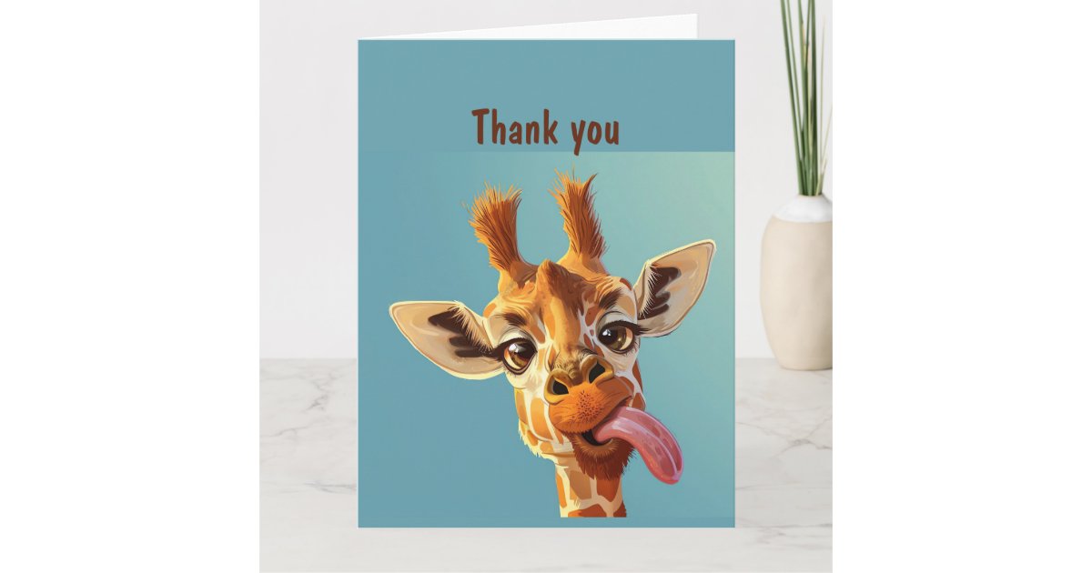 Fun Animal Humor Giraffe Thank you Card | Zazzle