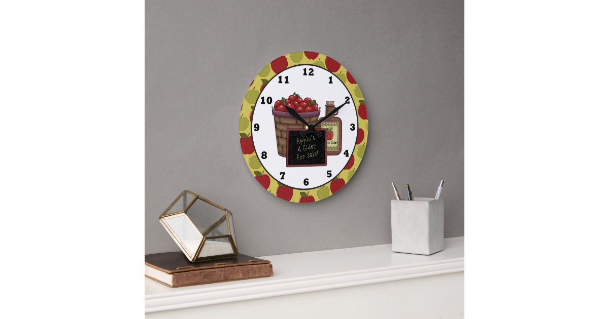 Fun Apple Fruit Kitchen wall clock | Zazzle