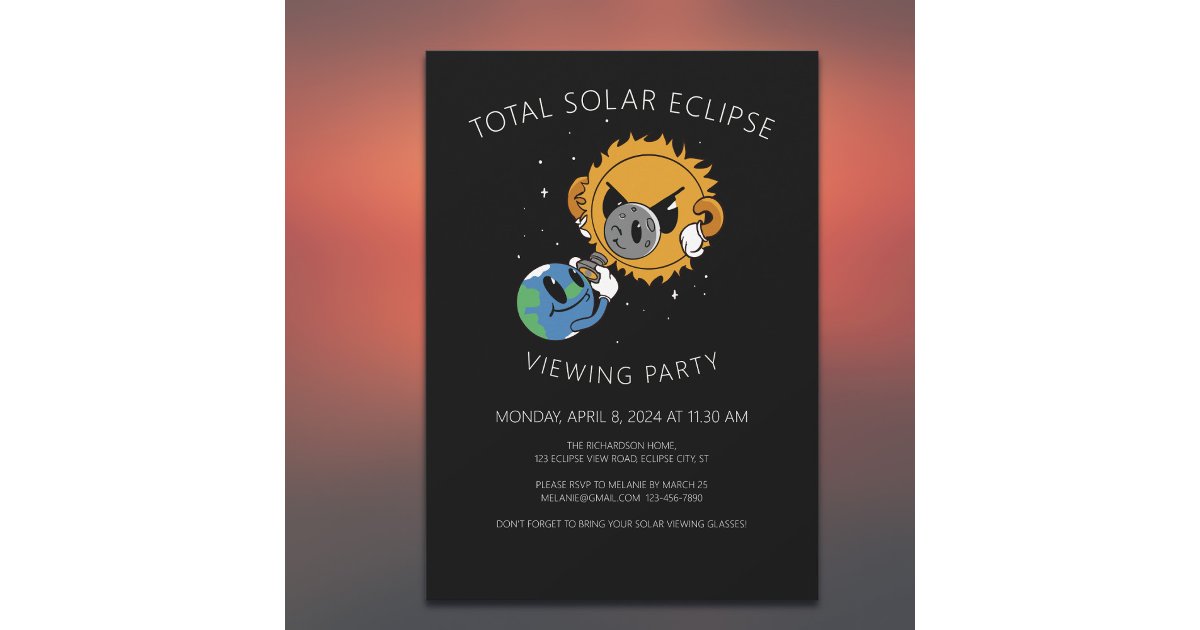 Fun April 8 2024 Total Solar Eclipse Viewing Party Invitation | Zazzle