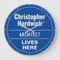 Fun Architect Wall Plaque Style Large Clock | Zazzle