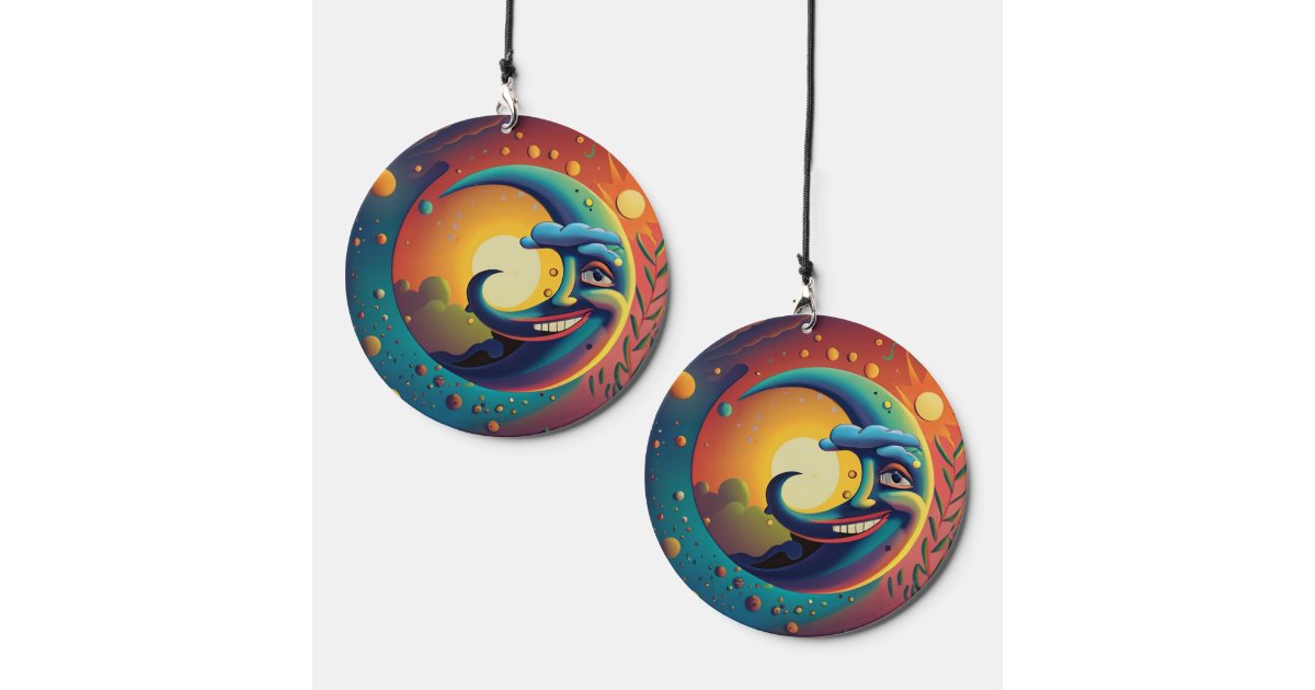 Fun Arty Smiling Moon Wind Chime | Zazzle