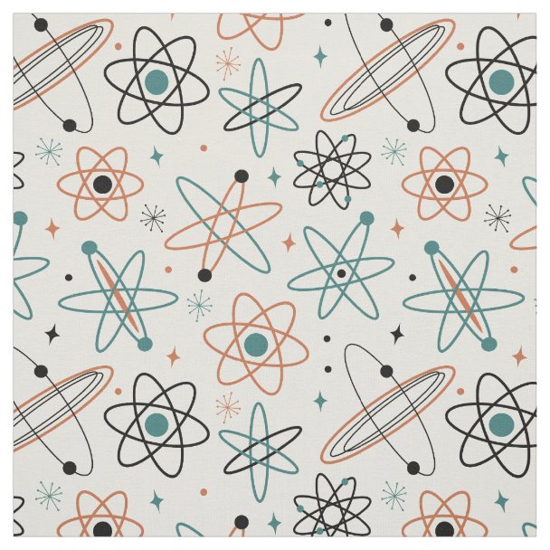 Mid-Century Atomic Inspired Pattern Fabric | Zazzle