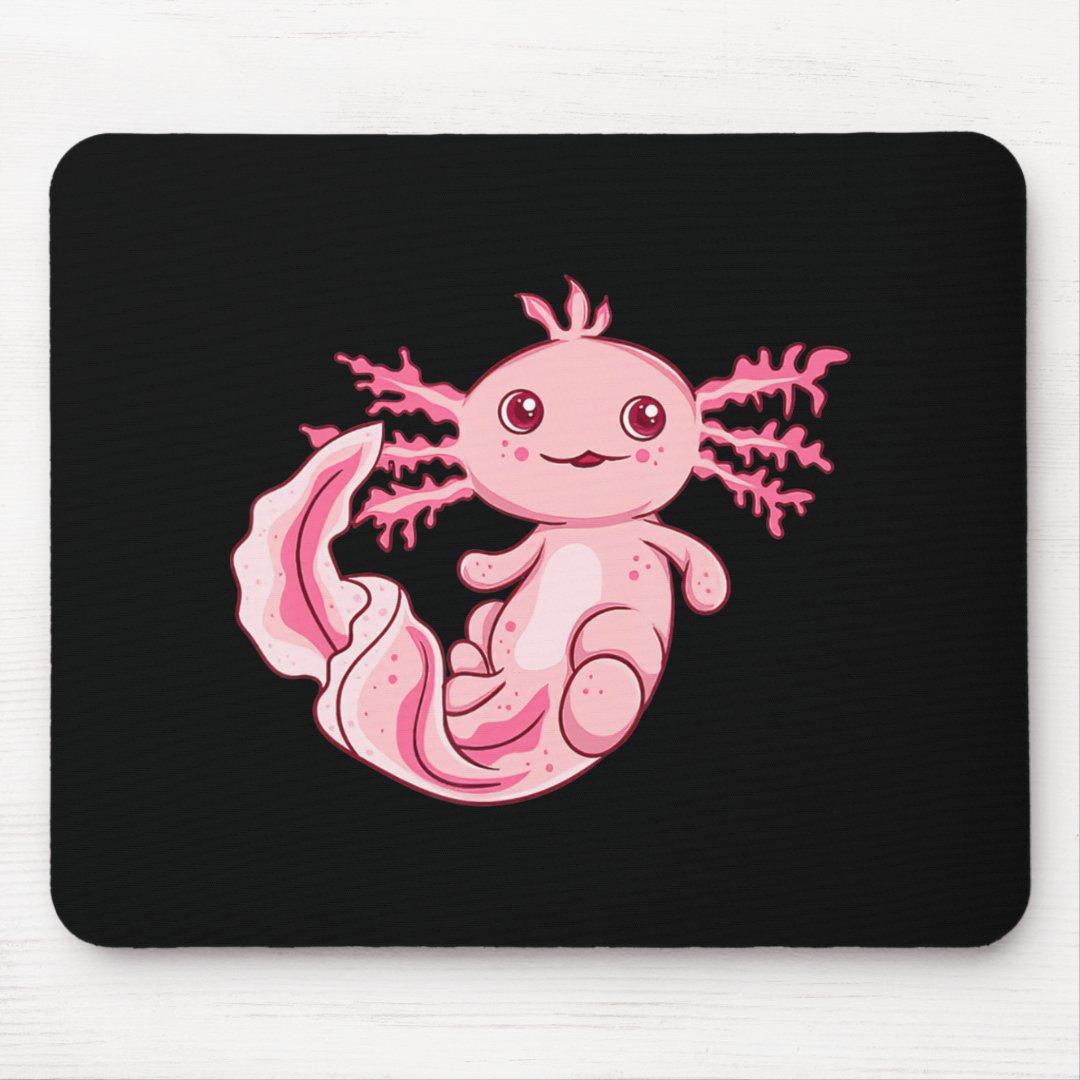 Fun Axolotl Lover Cute Axolotl Cute Kawaii Kitten Mouse Pad | Zazzle