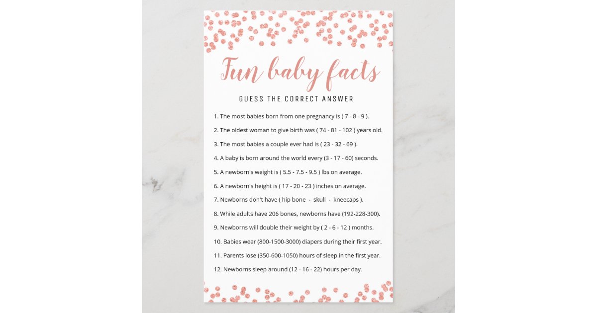 Fun Baby Facts Game With Answers Baby Shower Party Zazzle fun-baby-facts-game-with-answers-baby-shower-party-zazzle