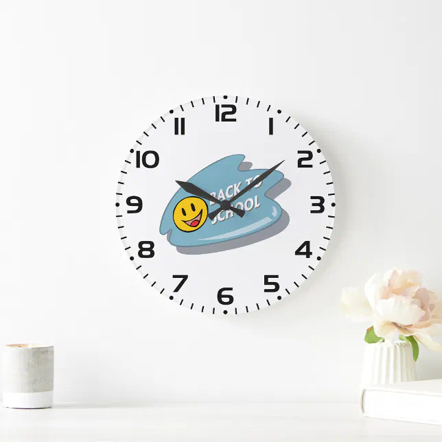 Fun Back to School Smile Face Large Clock | Zazzle