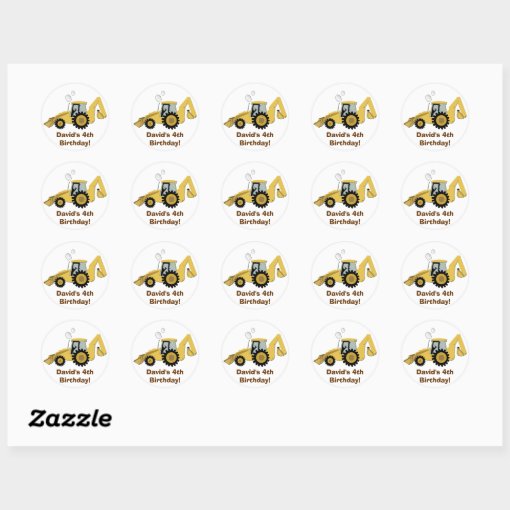 Fun Backhoe Construction Personalized Sticker | Zazzle