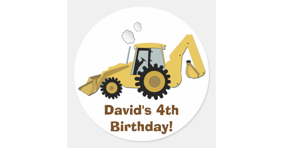 Fun Backhoe Construction Personalized Sticker | Zazzle.com
